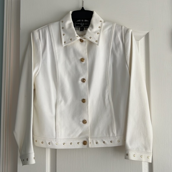 St. John | Jackets & Coats | St John White Denim Jacket | Poshmark